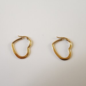 Gold Heart Hoop Earrings, Dainty Heart Hoops, Minimalist Heart Hoop ...