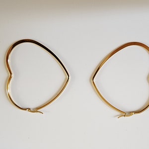 Gold Heart Hoop Earrings, Dainty Heart Hoops, Minimalist Heart Hoop ...