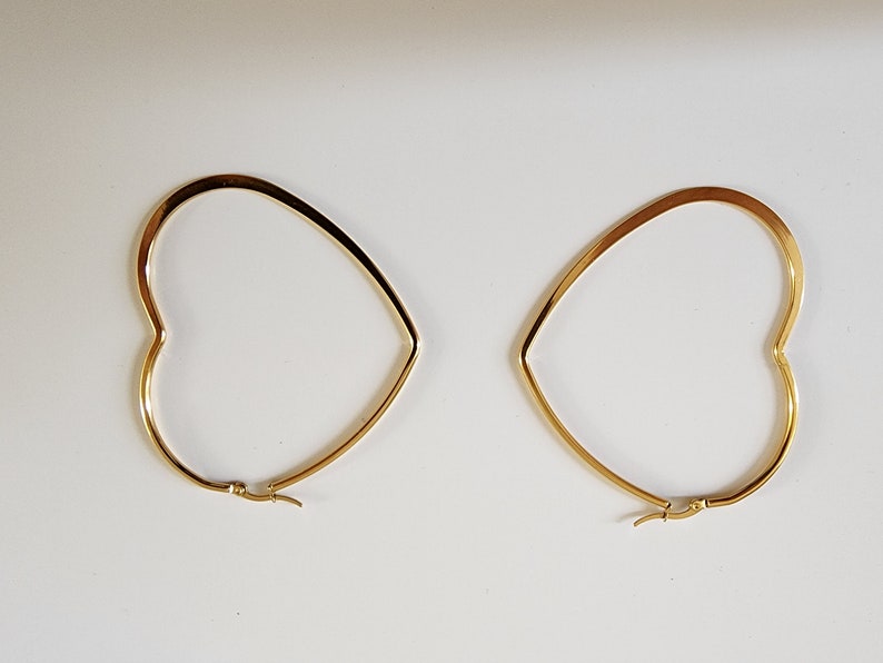 Gold Heart Hoop Earrings, Dainty Heart Hoops, Minimalist Heart Hoop ...