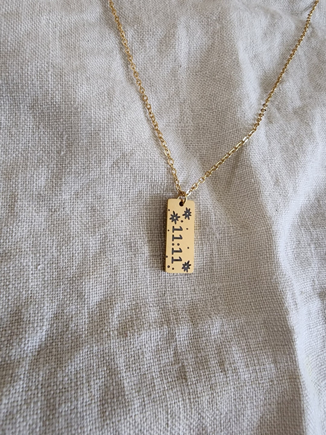 Gold 11:11 Bar Pendant, Dainty Minimalist 1111 Rectangle Box Necklace ...