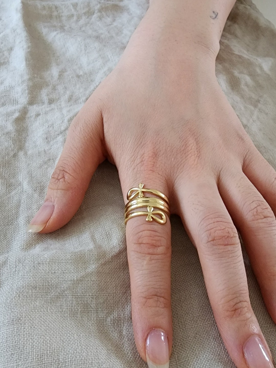 Gold Egyptian Ankh Ring, Gothic Egyptian Goddess Ring, Adjustable ...