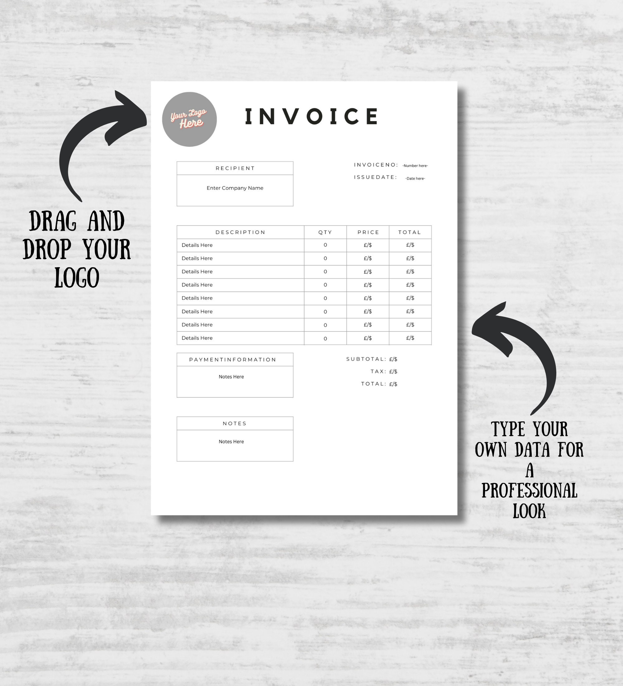 Invoice Template Printable Modern and Professional Invoice CANVA ...