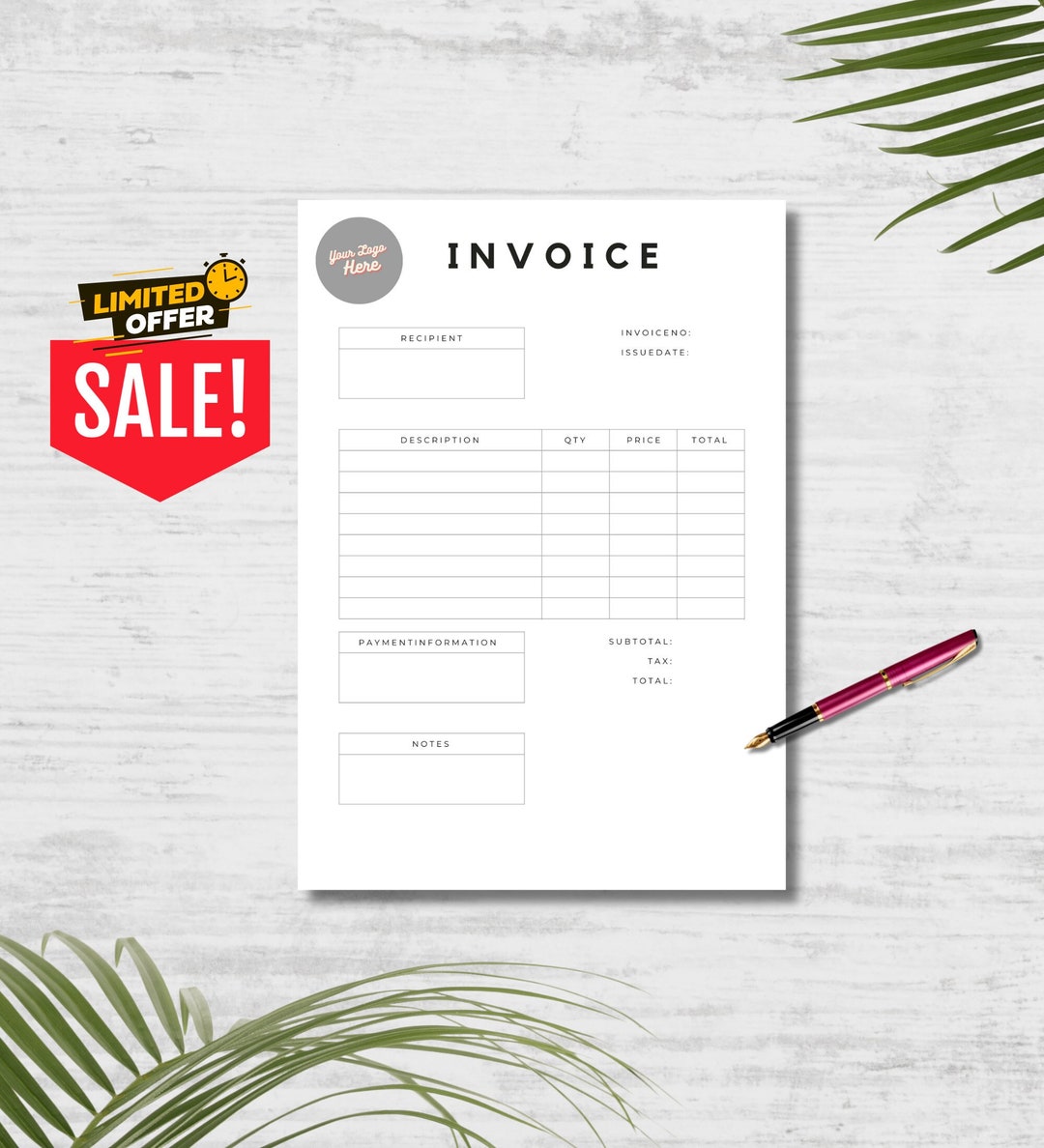 Custom INVOICE TEMPLATE Modern and Professional Invoice CANVA Business ...
