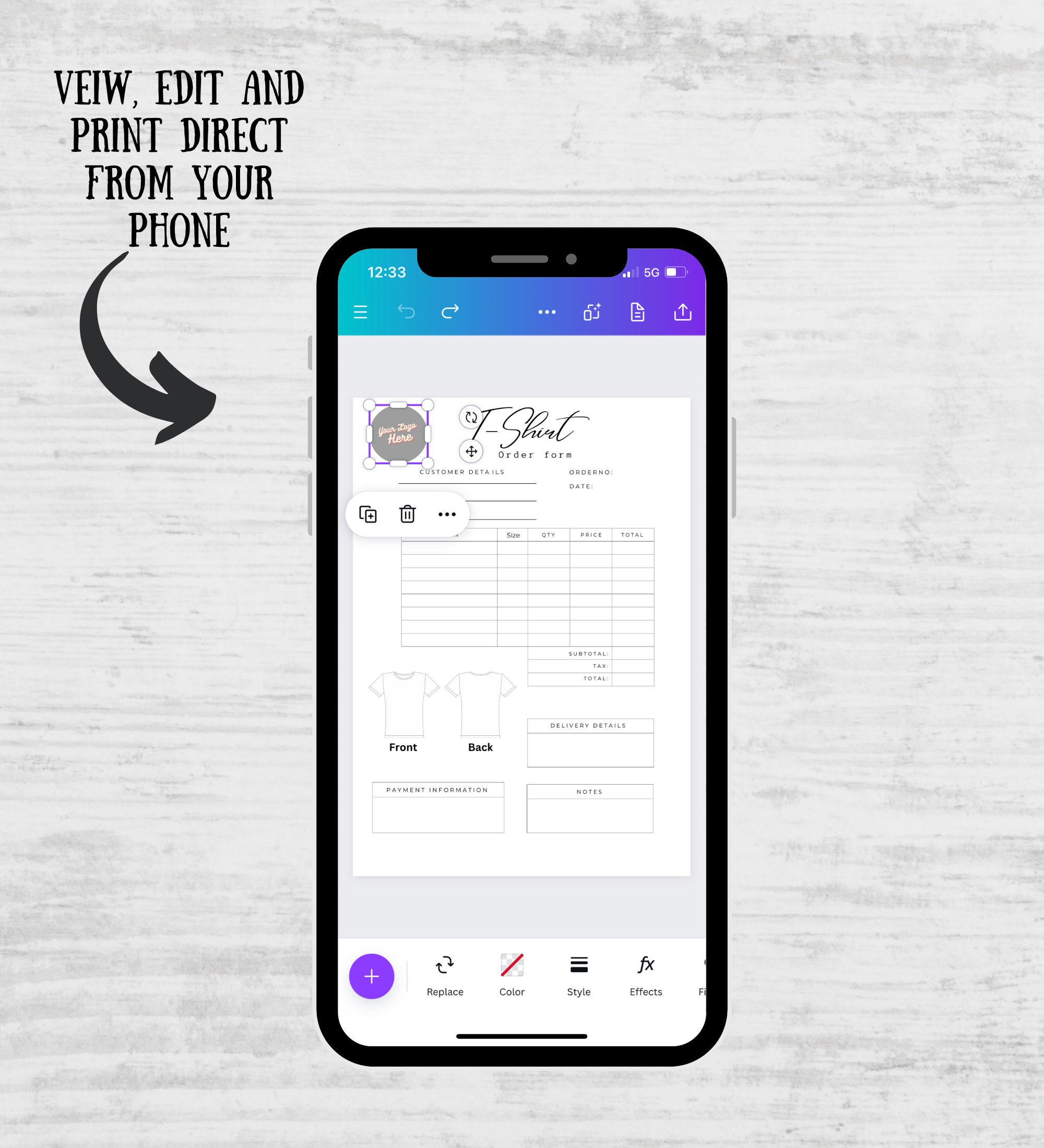 Editable T-shirt Order Form Template, Printable Small Business Order ...