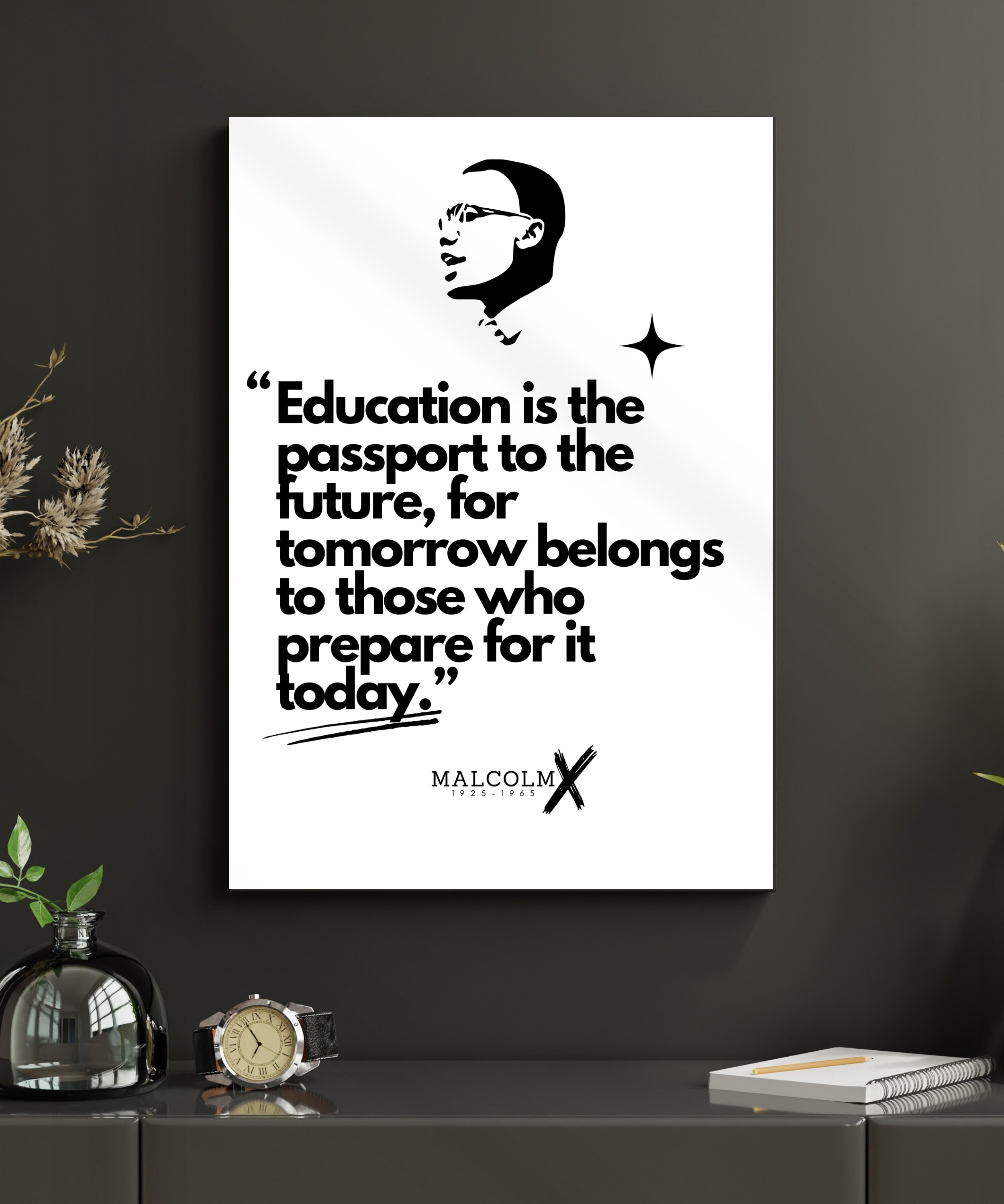 Malcolm X Quote Motivational Poster, Gym Decor, Wall Art, Home Office ...