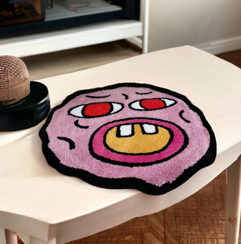 Hand-tufted Bedroom Rug With Hilarious Angry Face Design Cute, Small ...