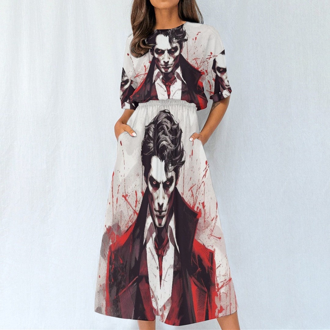 Halloween Vampire Dress Horror Movie Midi Dress With Pockets Dress ...