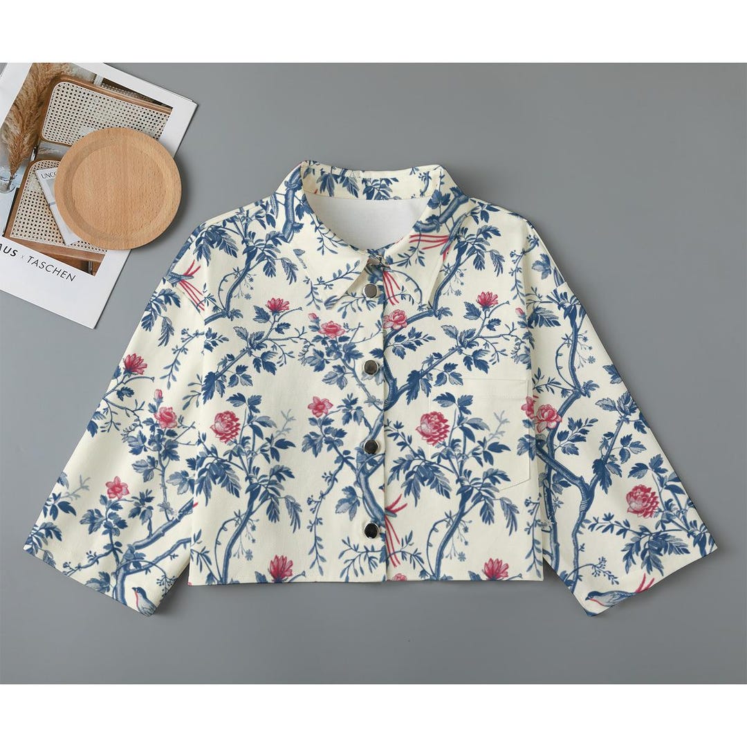 Blue Toile De Jouy Japanese Jacket Toile Clothing Toile Gift Japanese ...
