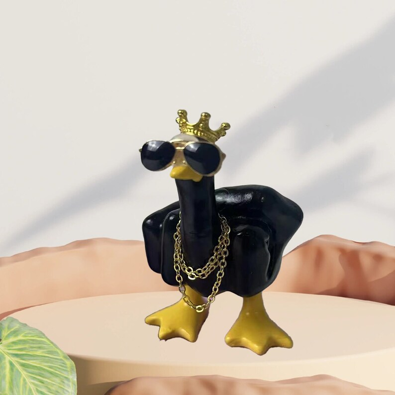 Middle Finger Duck Figurine Funny Finger Duck Statue With Sunglasses ...