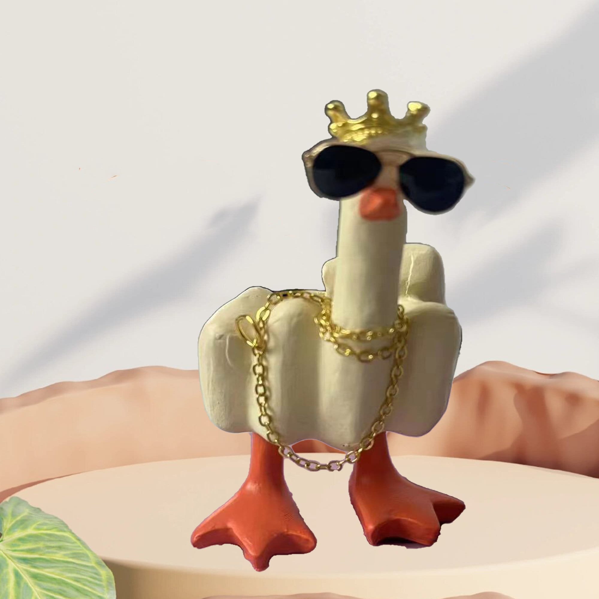 Middle Finger Duck Figurine Funny Finger Duck Statue With Sunglasses ...