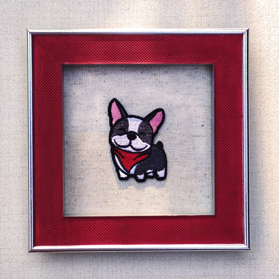 French Bulldog Tiny Dog in Mini Frame, Dog Lover Gift, Red Frame With ...