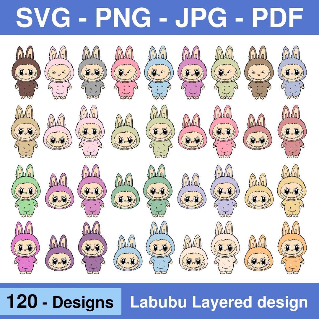 Labubu Designs Svg Png Bundle, 120 Labubu Png Svg, Laser Cut Labubu ...