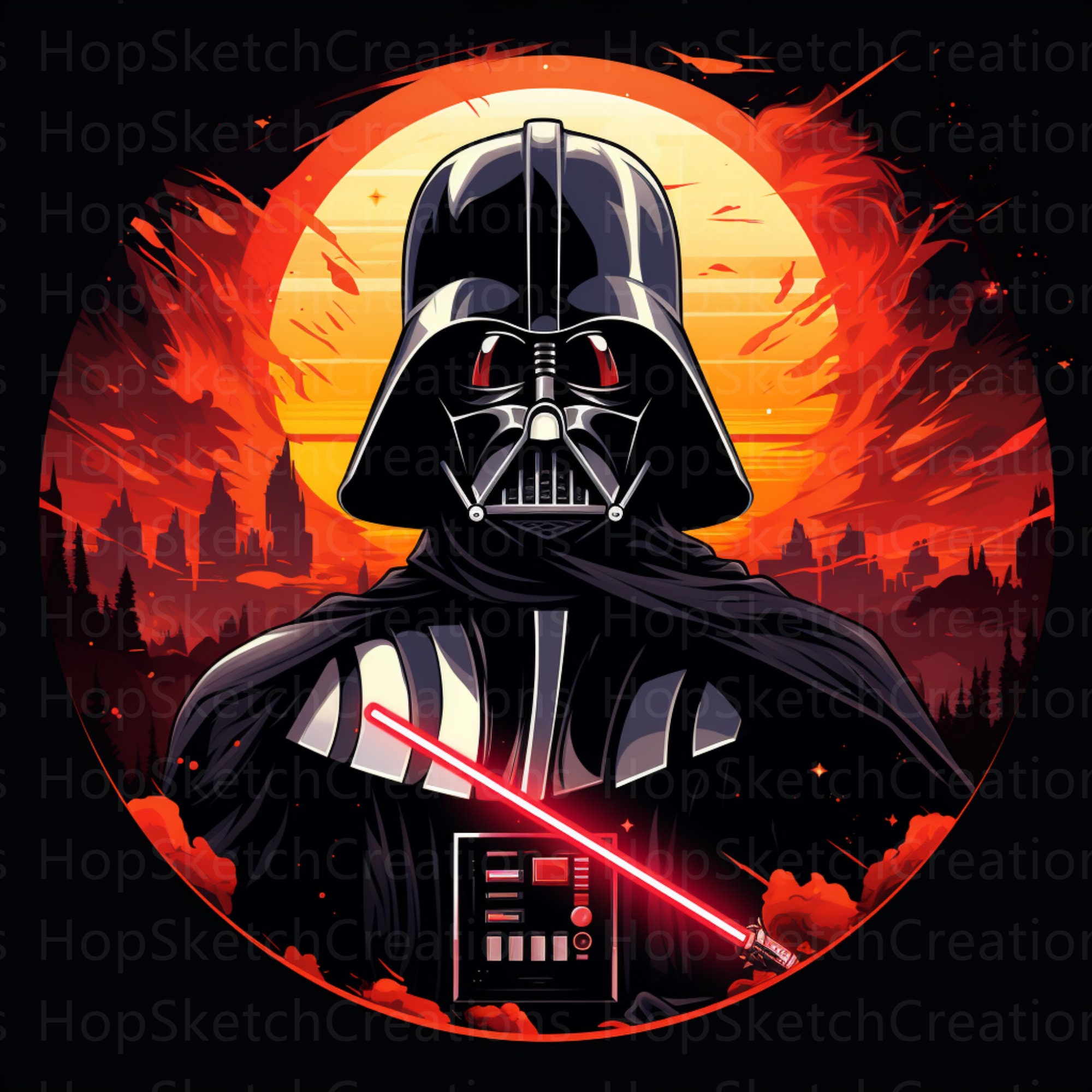Burning Fire Darth Vader PNG, Star Wars Watercolor, Instant Download ...