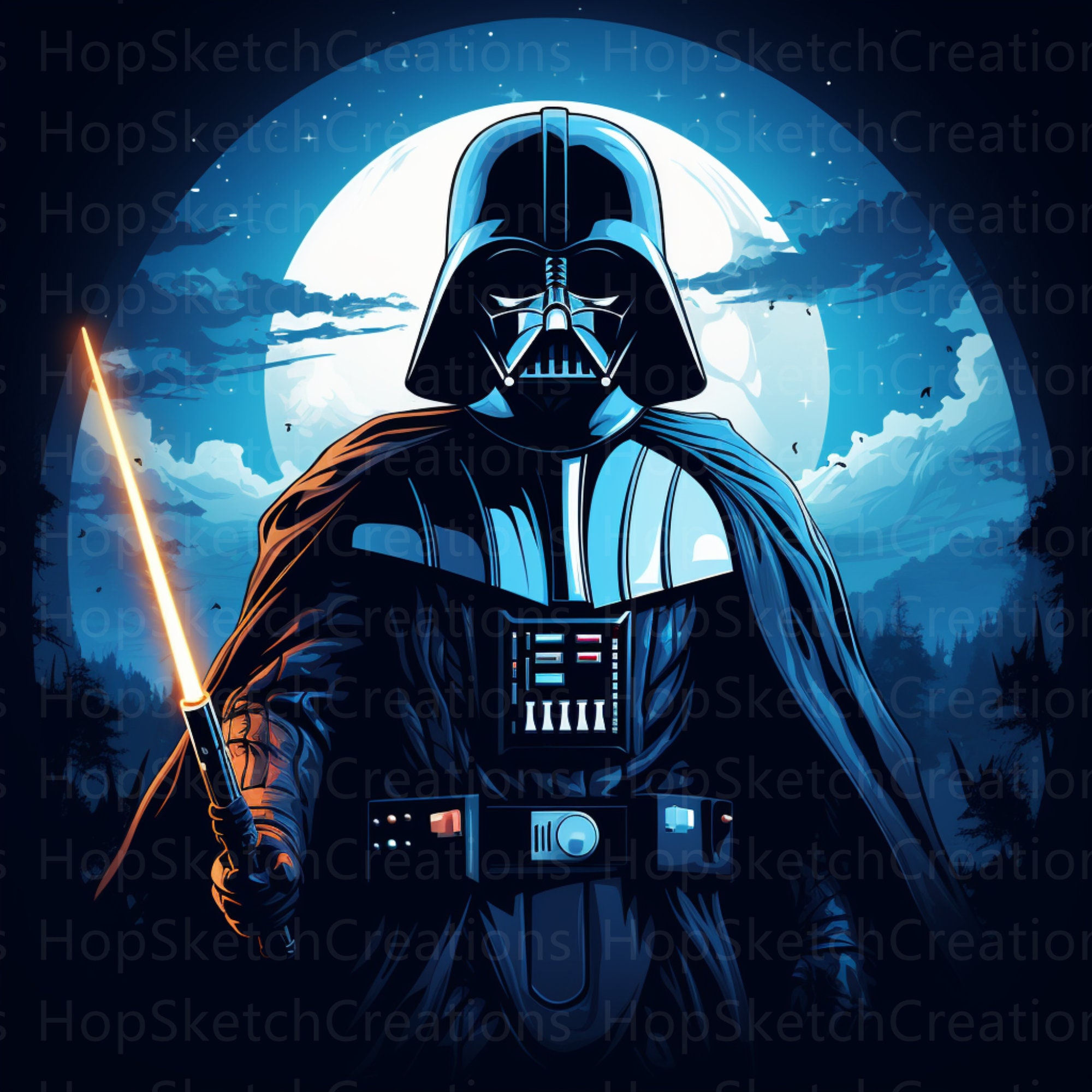 Burning Fire Darth Vader PNG, Star Wars Watercolor, Instant Download ...