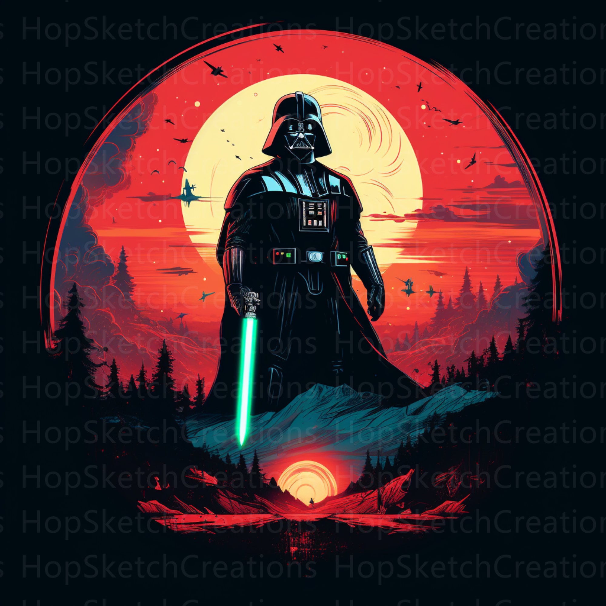 Burning Fire Darth Vader PNG, Star Wars Watercolor, Instant Download ...