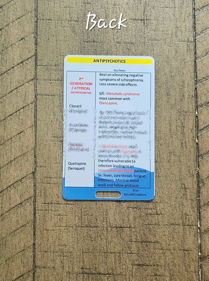 Antipsychotics / Mental Health Nursing Reference Card / Badge Card - Etsy