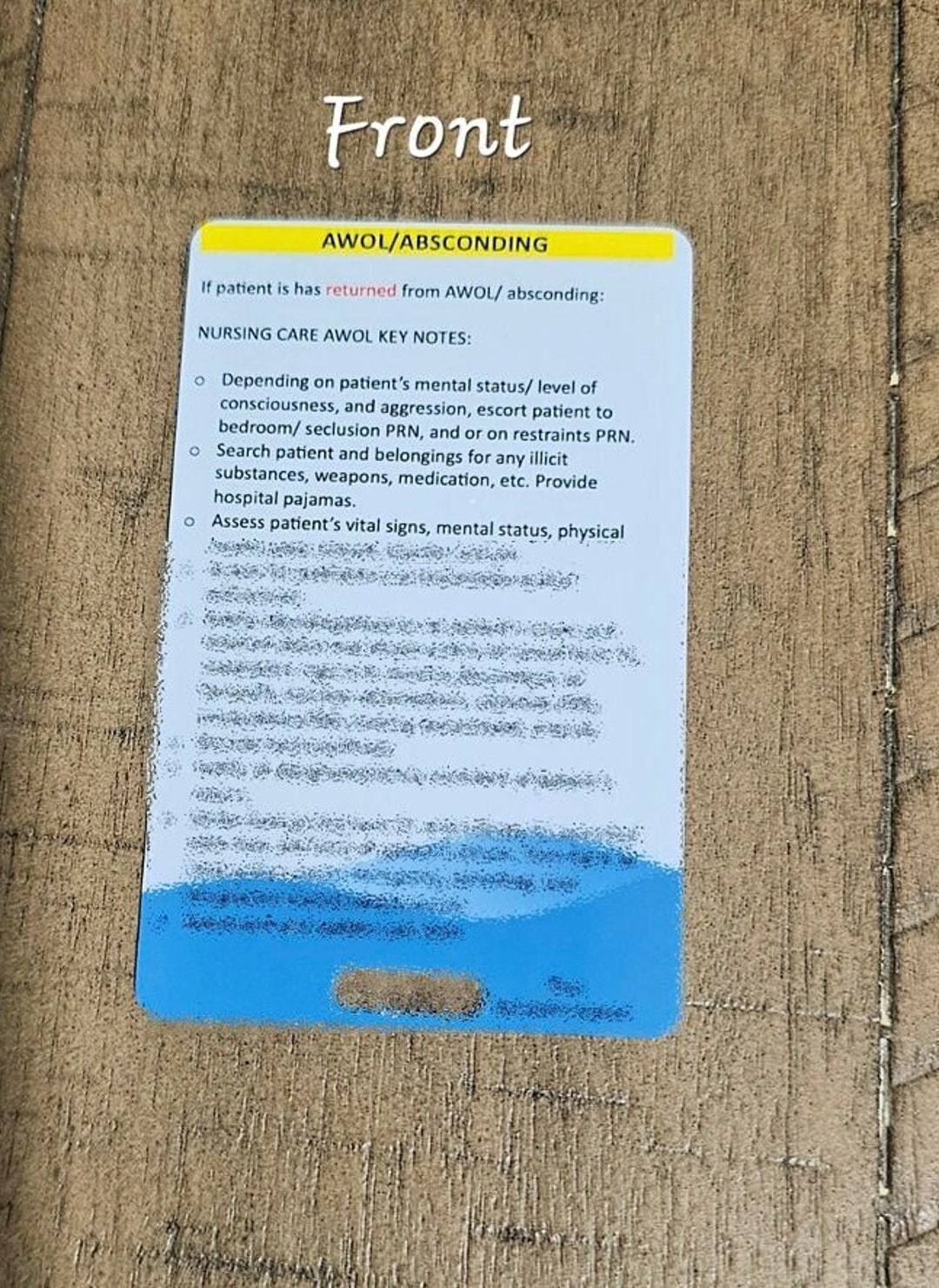 AWOL/ Absconding Nursing Care / Mental Health Nursing Reference Card ...