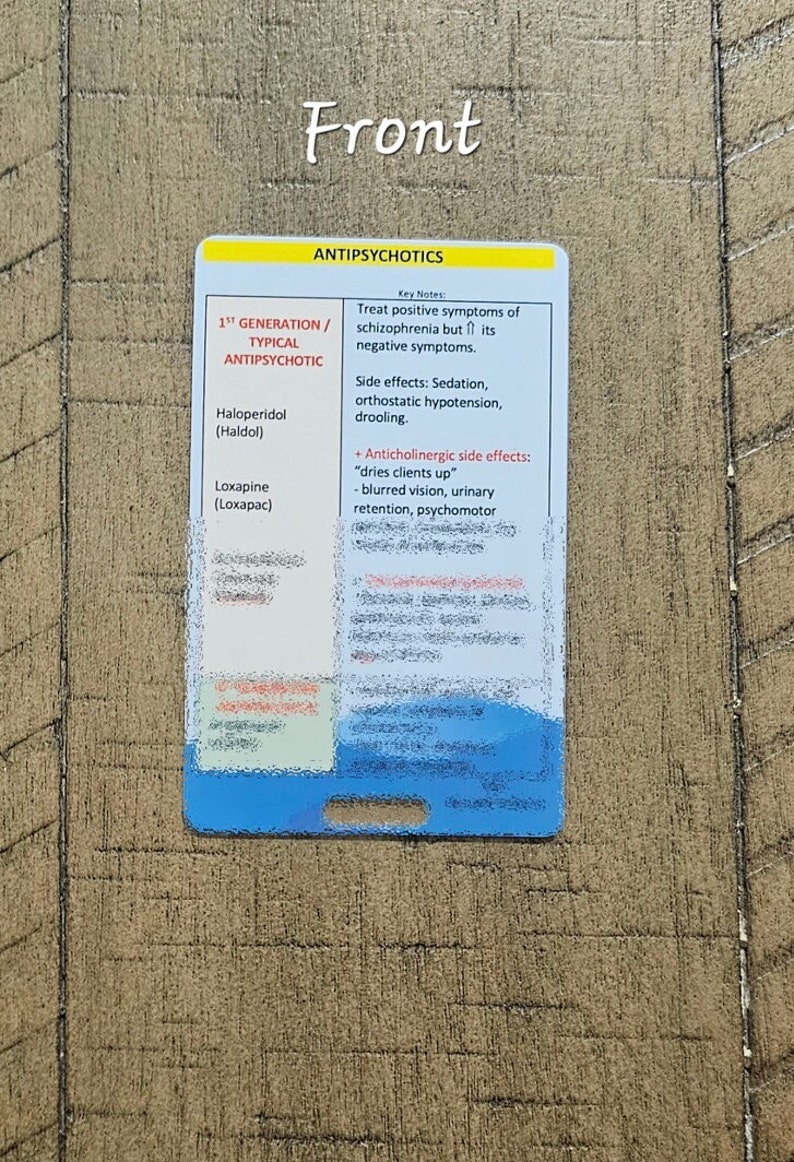 Antipsychotics / Mental Health Nursing Reference Card / Badge Card - Etsy