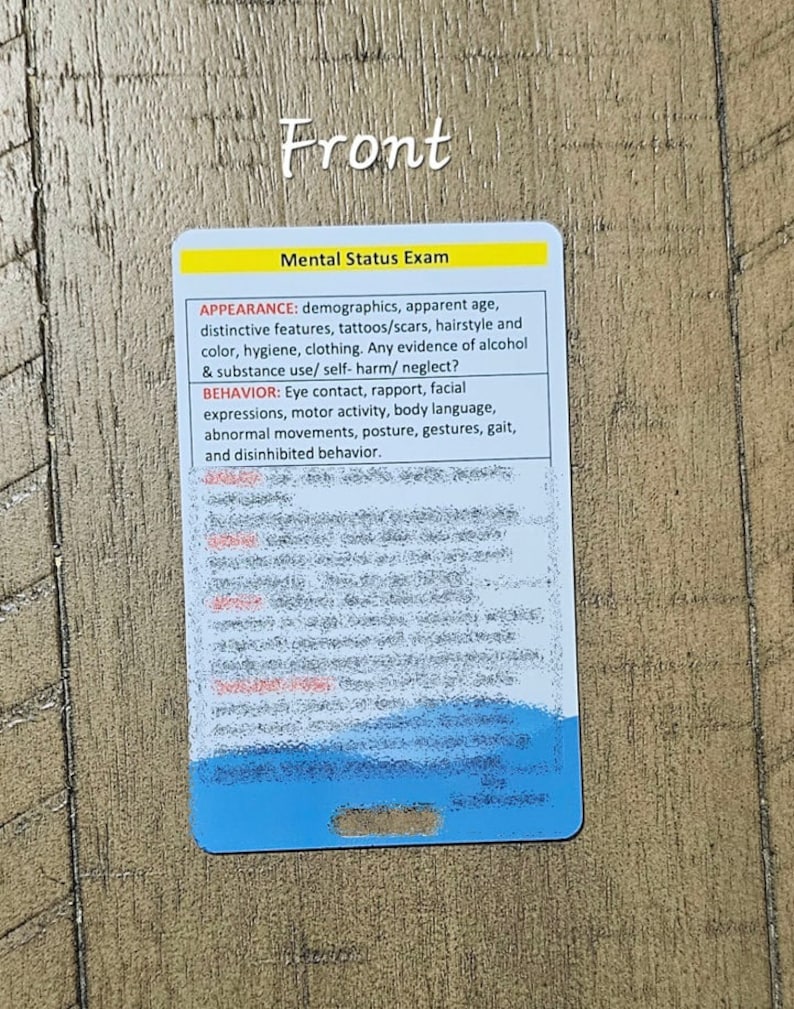 Mental Status Exam/ MSE / Mental Health Nursing Reference Card / Badge ...