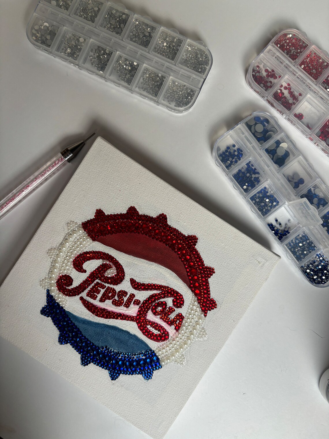 Pepsi Rhinestone Handmade Paint - Etsy