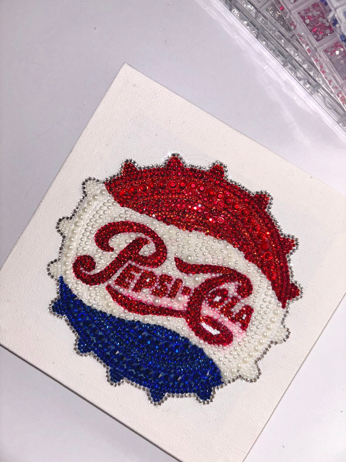 Pepsi Rhinestone Handmade Paint - Etsy