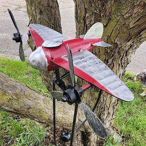 Vintage Aviation Wind Spinner - Yard Stake Handcrafted Garden Rustic ...