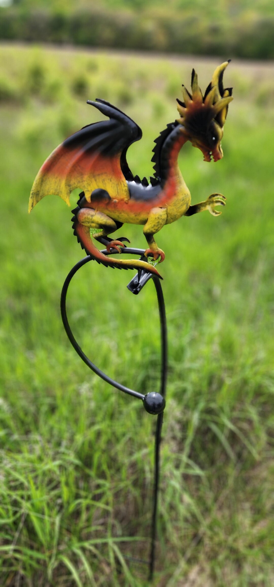 51"tall Handmade Kinetic Darwin Dragon Sculpture, Metal Lawn Dragon ...