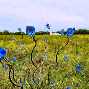 Whimsical Blue Bead Tree Yard Stake – Metal Garden Art, Handmade Garden ...
