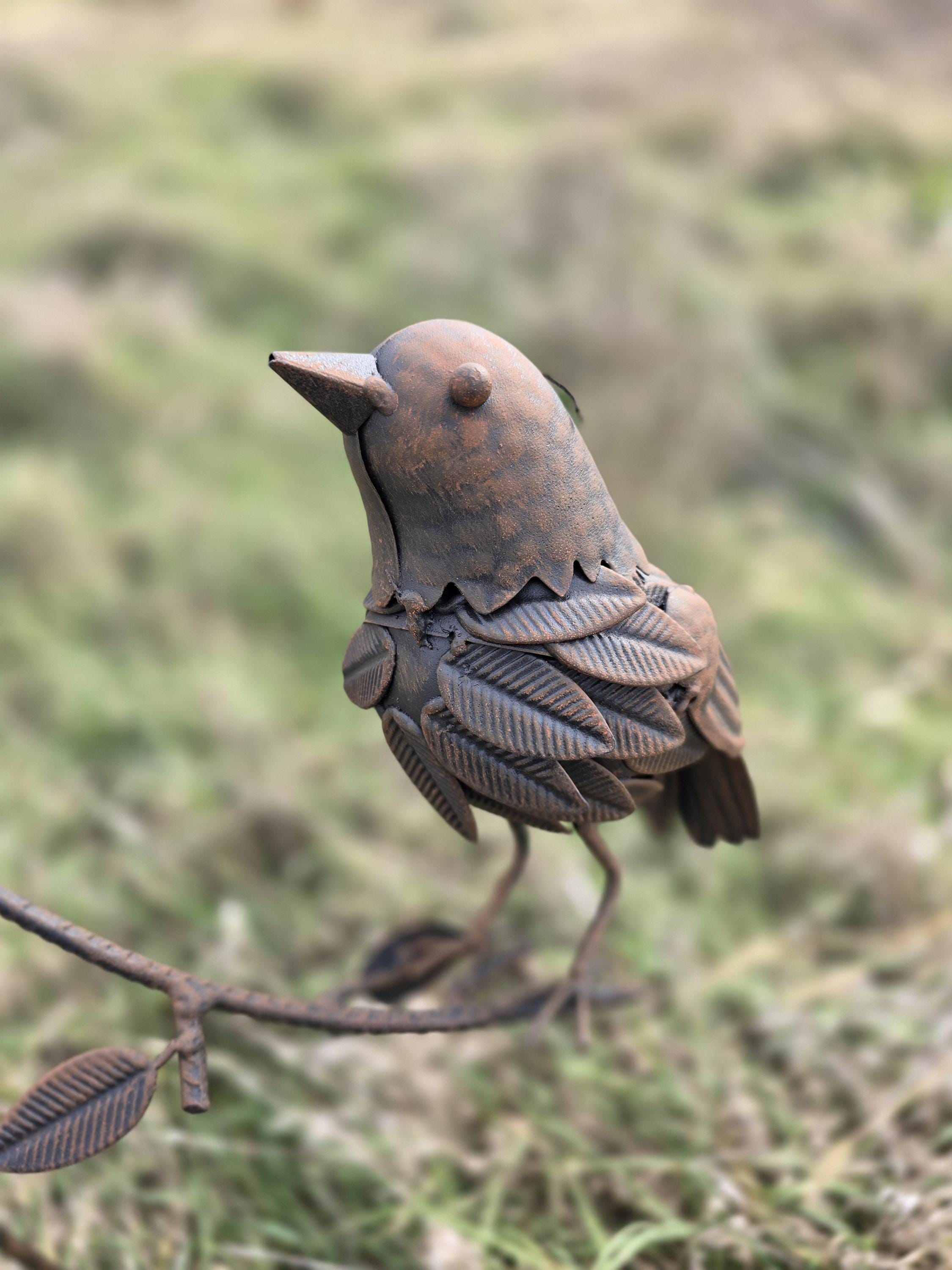 Whimsical Metal Bird Balancer Yard Stake Rustic Metal Windmill Garden ...