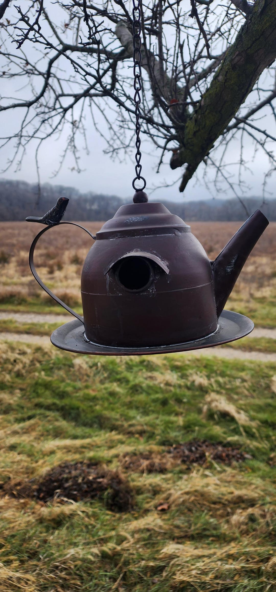 Kinetic Rustic Metal Bird Nester, Teapot Birdhouse – Vintage Hanging ...
