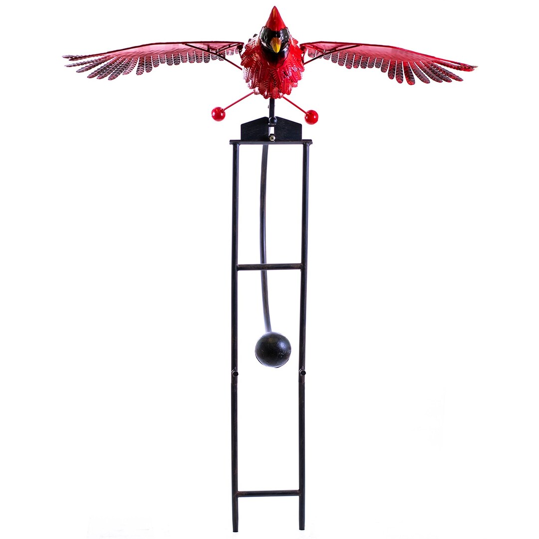 Handcrafted Red Cardinal Yard Stake kinetic Garden Wind Spinner Rustic ...