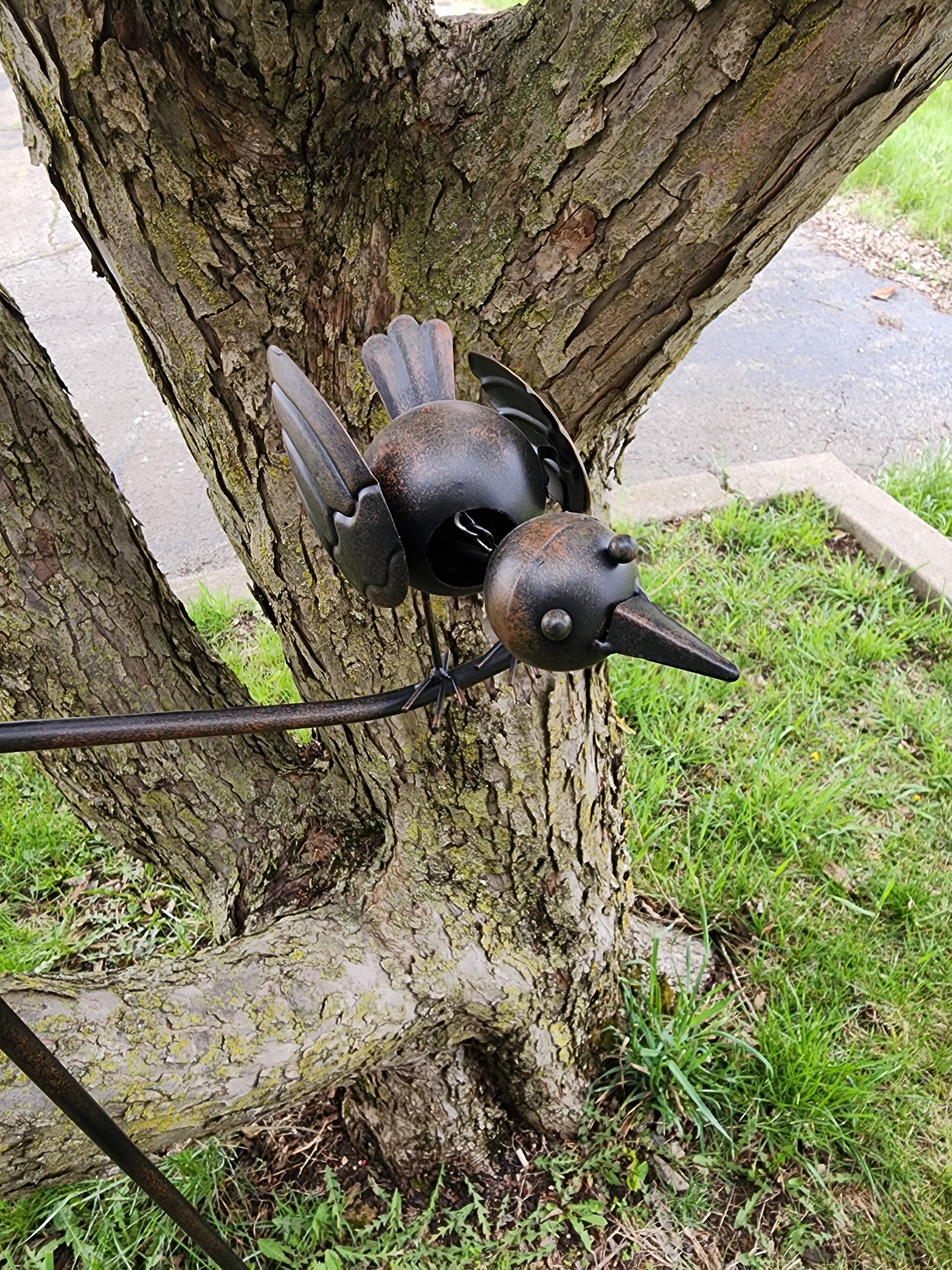 Kinetic Bobble Head Bird Art Yard Stake rustic Metal Yard Art garden ...