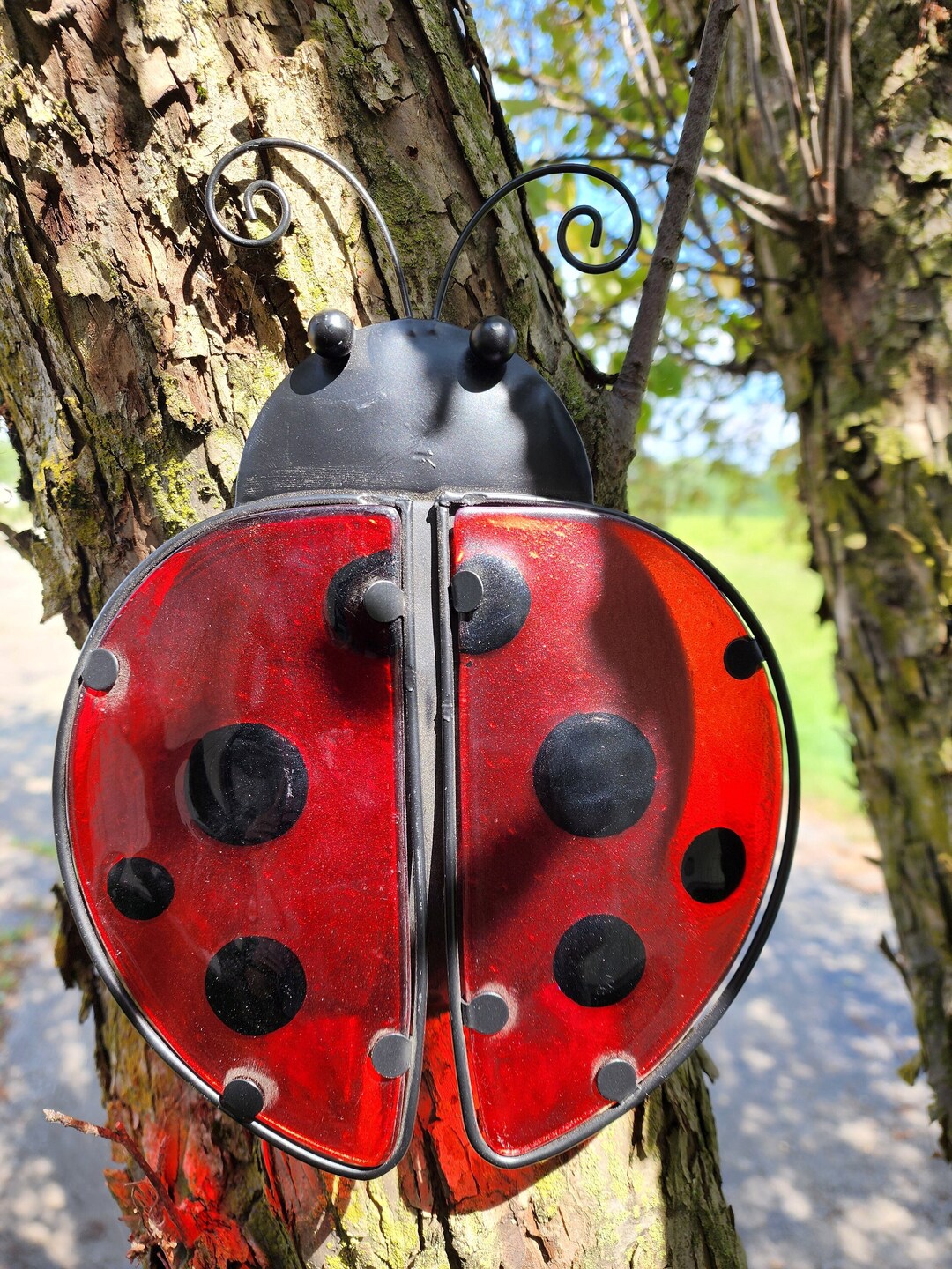 Ladybug Suncatcher: Metal & Glass Recycled Art Wall Hanging - Etsy