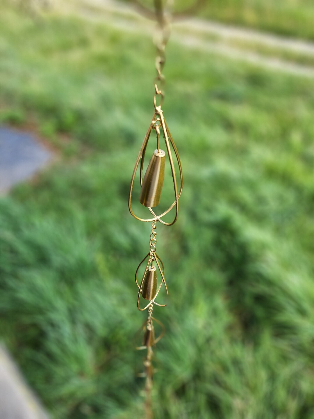 Teardrop Rain Chain, Fairy Garden Art, Handmade Metal Art, Garden ...