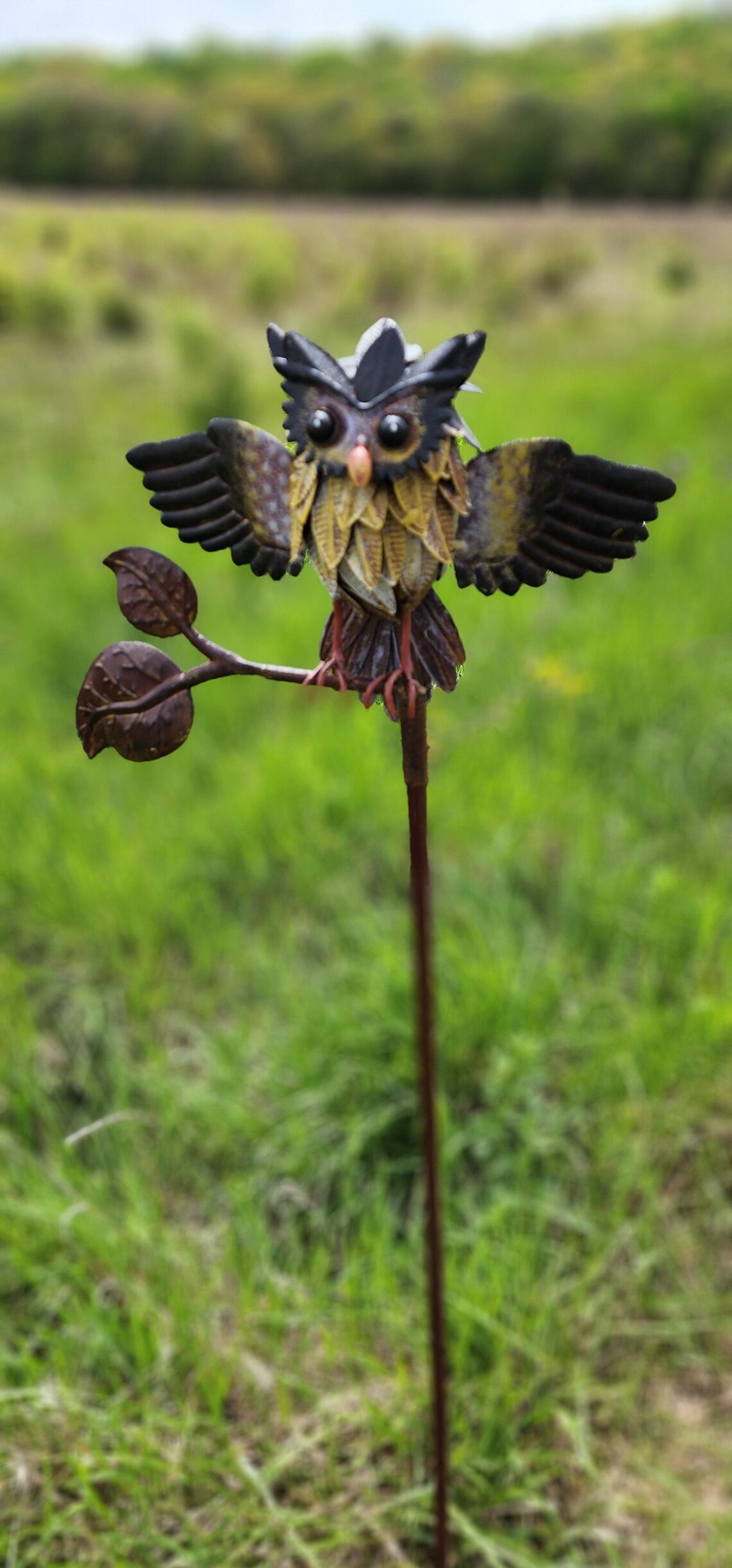 Kinetic Rocking Owl Garden Stake – Upcycled Metal Bird Sculpture - Etsy