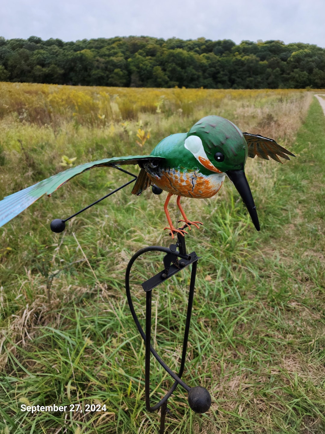 Kinetic Hummingbird Garden Balancer, Metal Yard Stake, Recycled Metal ...