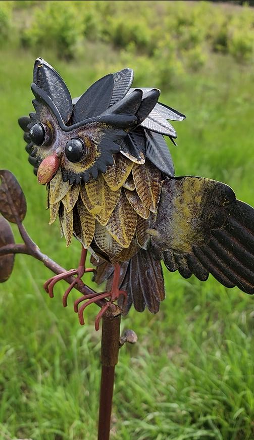 Kinetic Rocking Owl Garden Stake – Upcycled Metal Bird Sculpture - Etsy