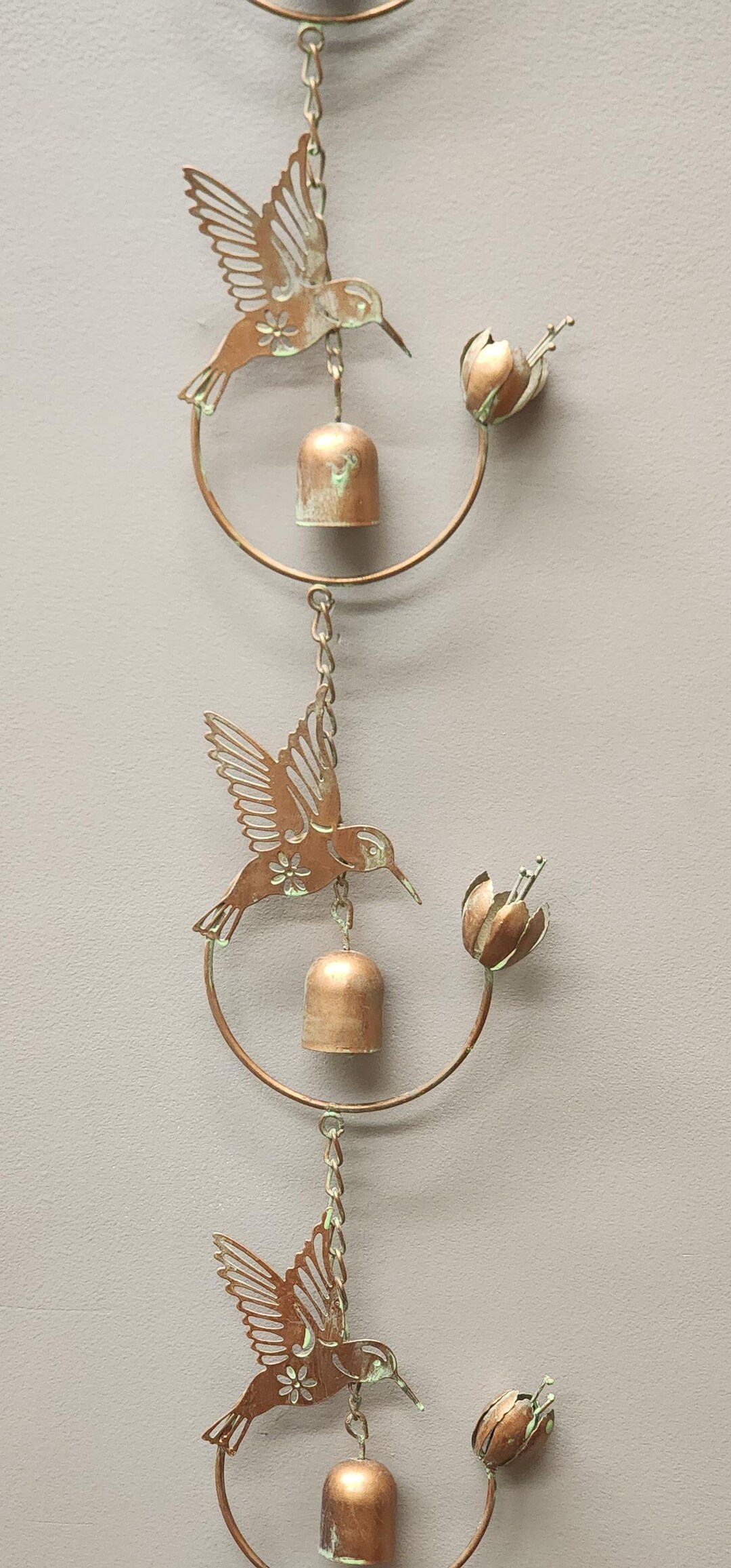 Rustic Metal Bird Rain Chain With Bells – Weatherproof Garden Decor ...