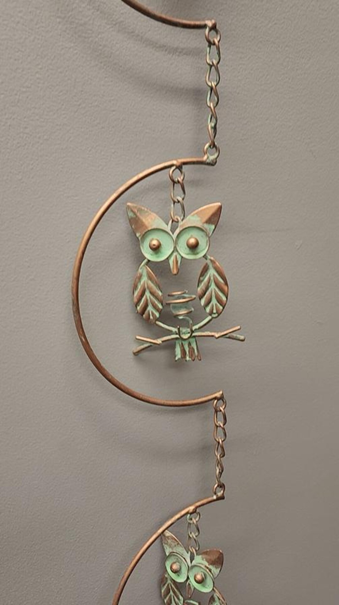 Recycled Metal Owl Wind Chime, Rustic Spring Garden Decor, Whimsical ...