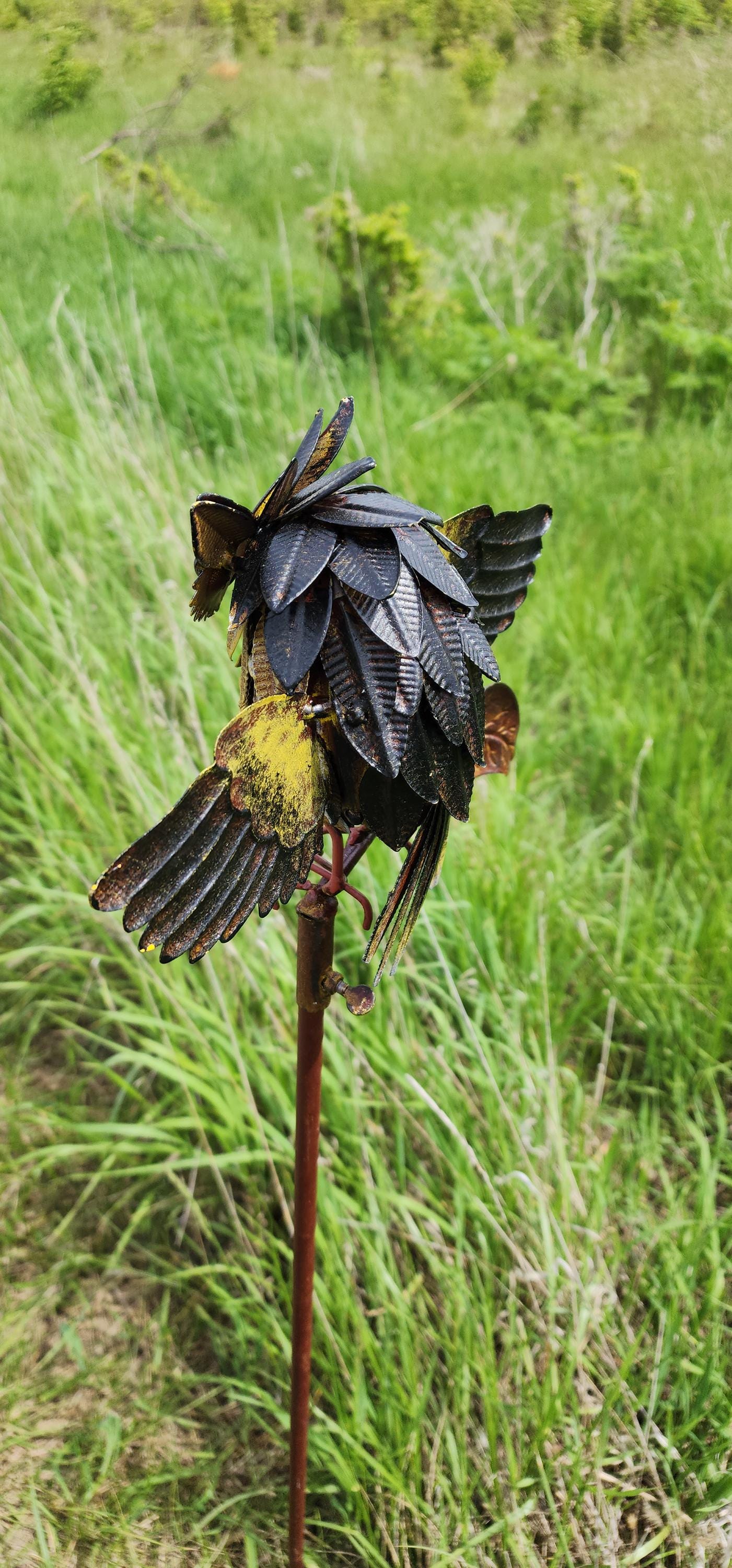 Kinetic Rocking Owl Garden Stake – Upcycled Metal Bird Sculpture - Etsy