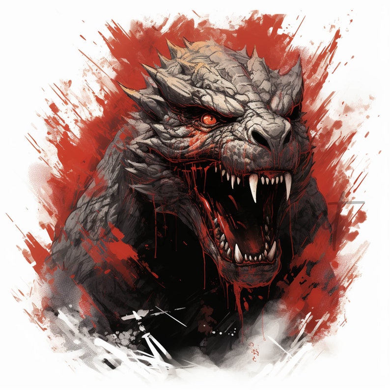 Tall and Fierce Godzilla Monster PNG, Ferocious Giant Dinosaur Png, Boy ...