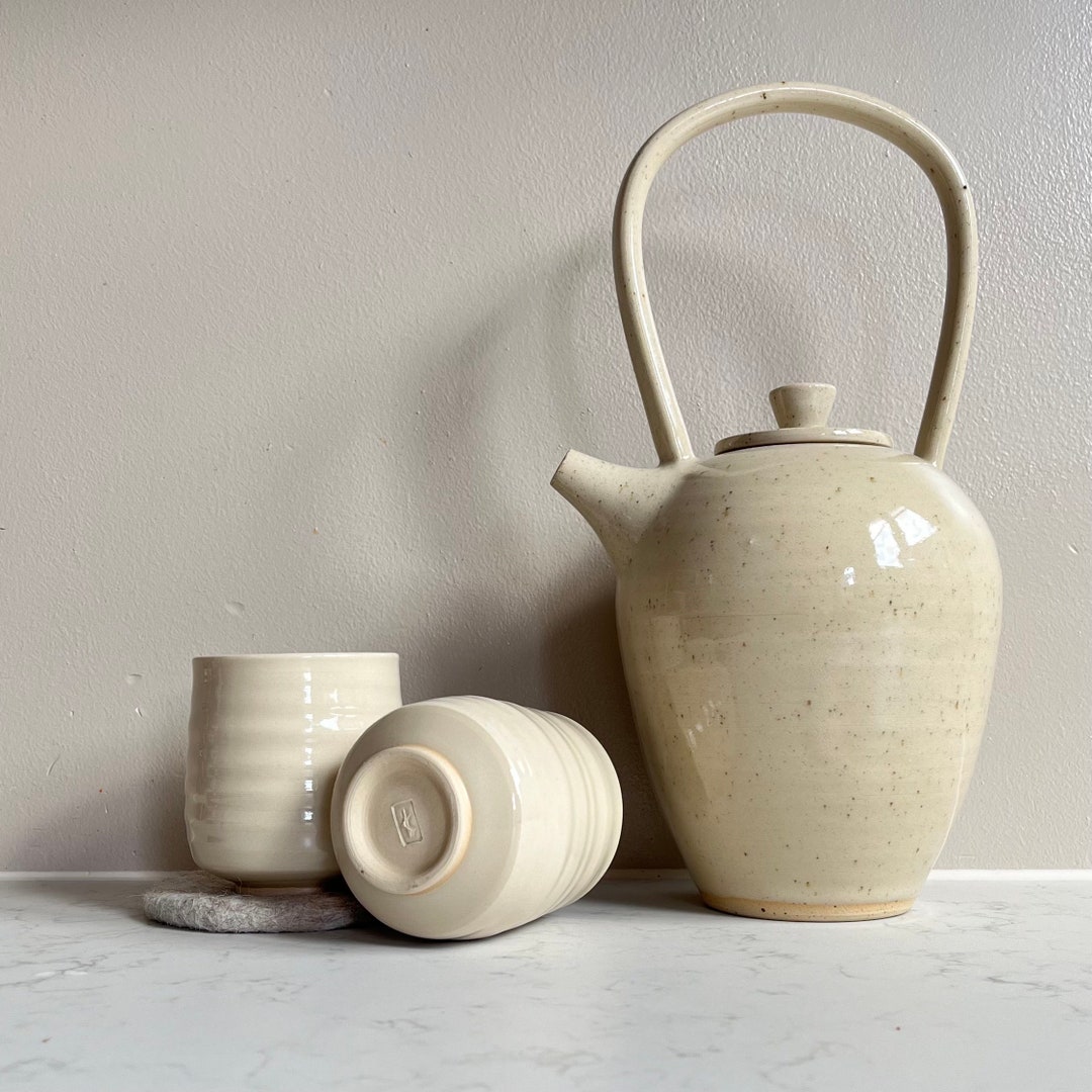 Large Teapot - Japandi Style Handmade Ceramics, Clear Glazed Stoneware ...