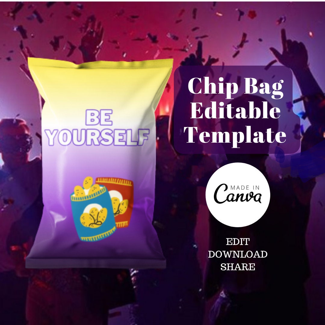 Chip Bag Editable Template Printable Non-binary, Customizable Chips Bag Wrapper for Lgbt Party ...
