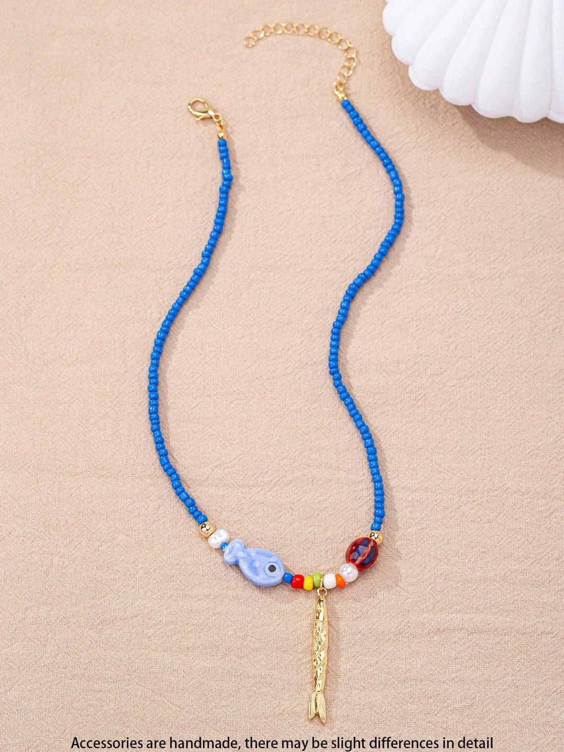 Hand-made Summer Beach Sardine Fish Charm Necklace, Boho Style Jewelry ...