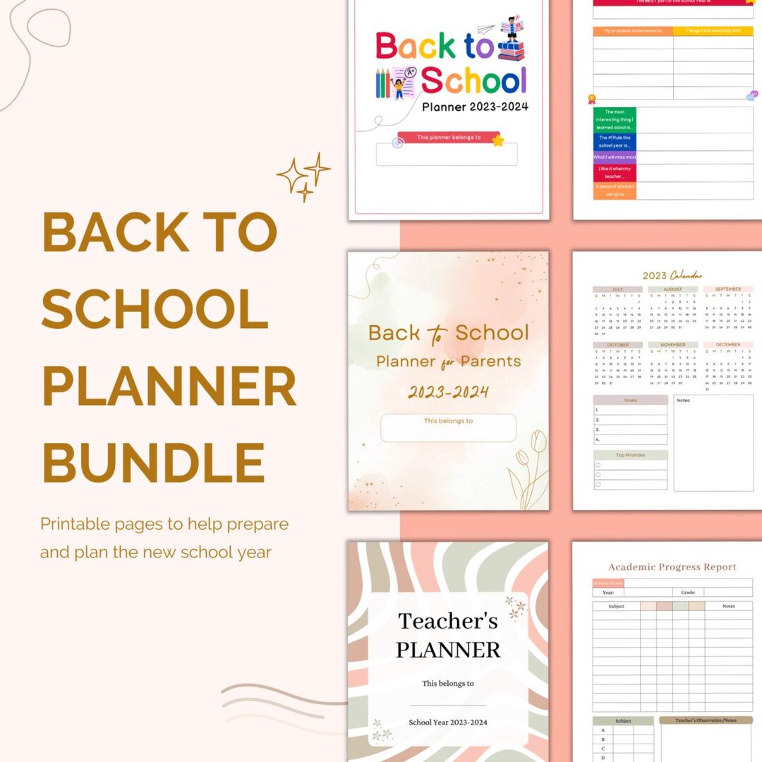 Back to School Planner Bundle: Kids, Parents, & Teachers - Etsy