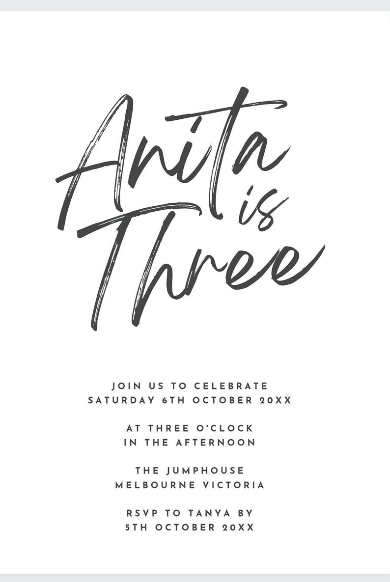 Custom Basic Birthday Invitations - Etsy