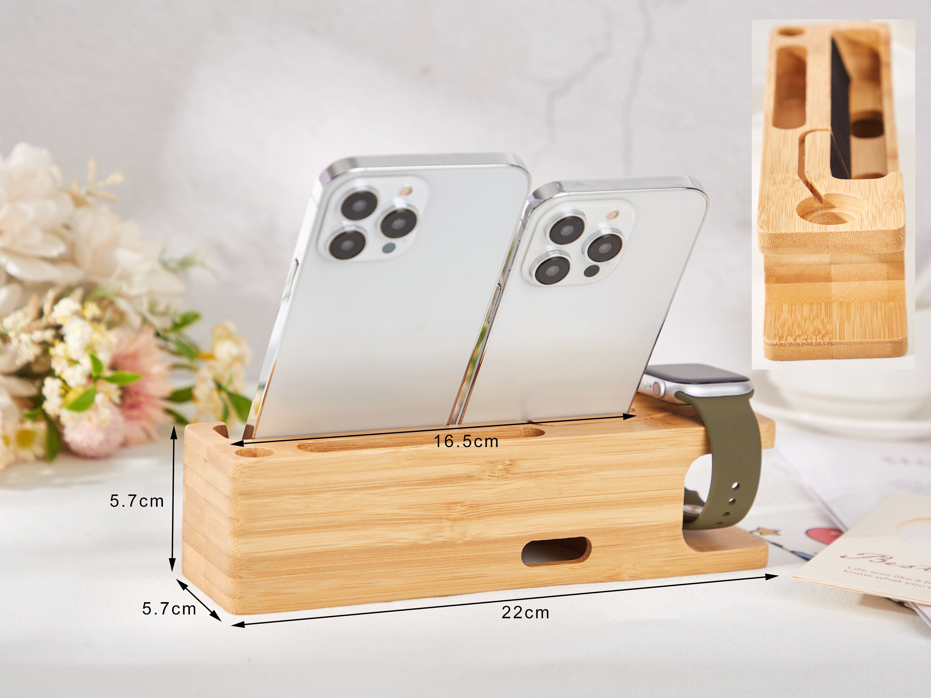 Personalized Wood Docking Station, Bamboo Docking Station, Apple Watch ...