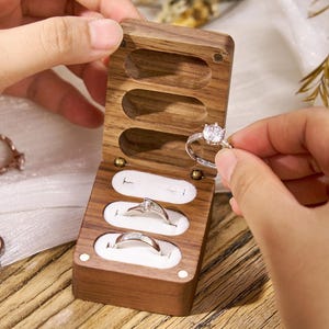 Personalized Wood Wedding Ring Box With 3 Slots,custom Engagement Ring ...