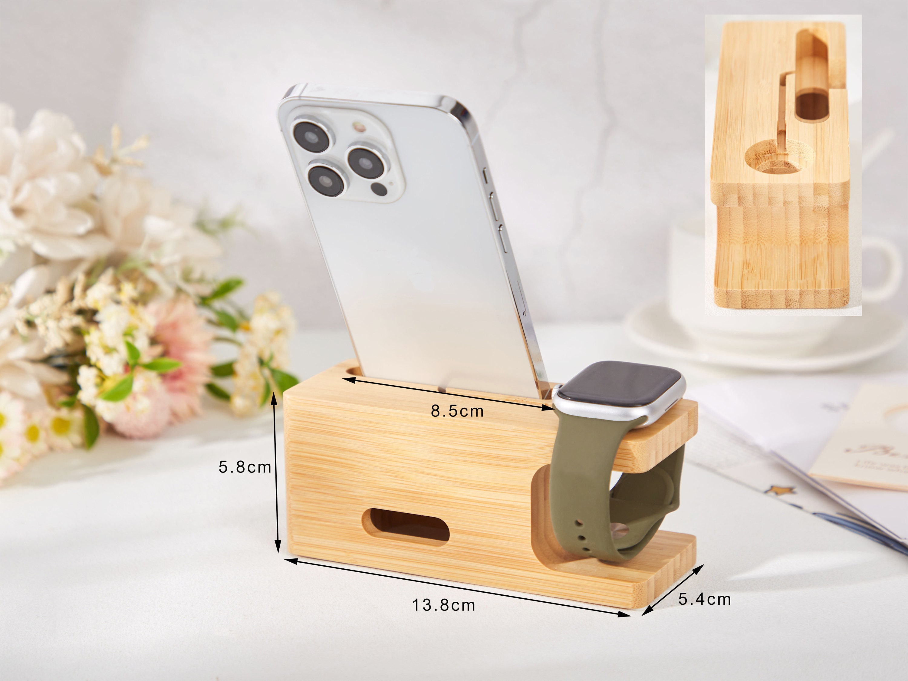 Personalized Wood Docking Station, Bamboo Docking Station, Apple Watch ...