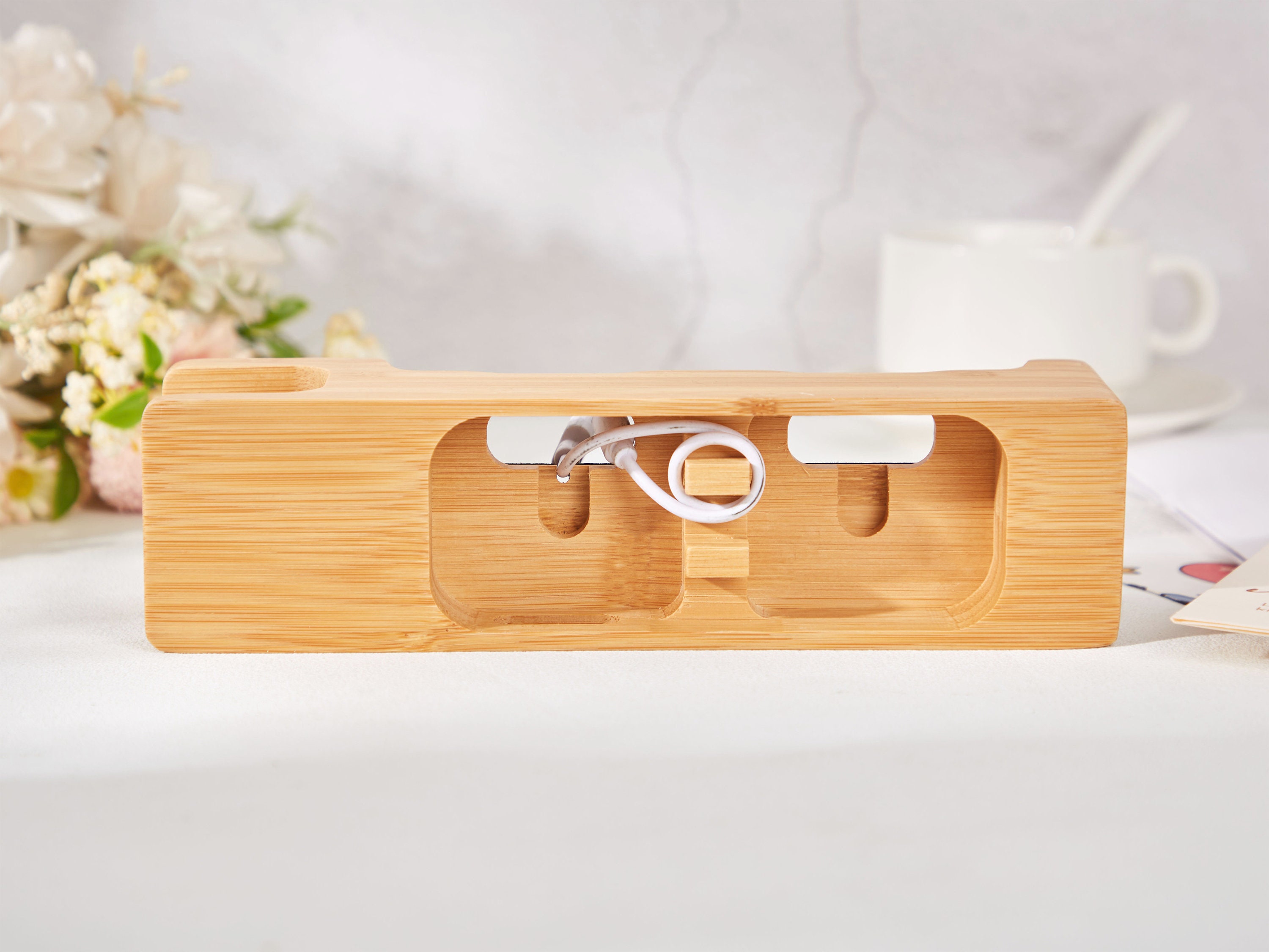 Personalized Wood Docking Station, Bamboo Docking Station, Apple Watch ...